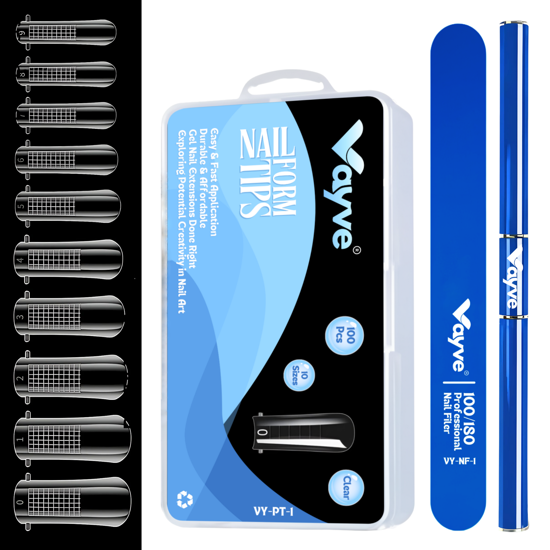 Vayve Poly Gel Nail Extension Kit – Dual Nail Forms, Nail File & Tool ...